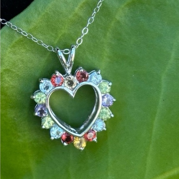 Jewelry | Vintage Sterling Silver Gemstones Reversible Heart Shaped ...